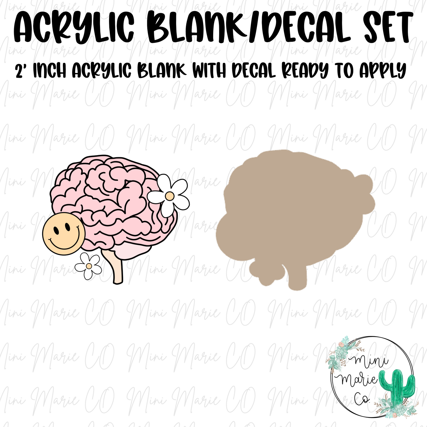 Brain with Flower Acrylic Blank/Decal Set – Mini Marie CO.