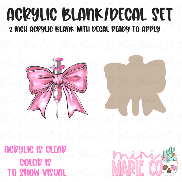 Syringe Pink Bow Acrylic Blank/Decal Set – Mini Marie CO.