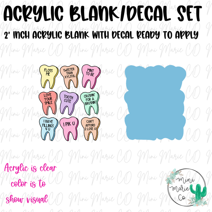 Colorful Teeth Acrylic Blank/Decal Set – Mini Marie CO.